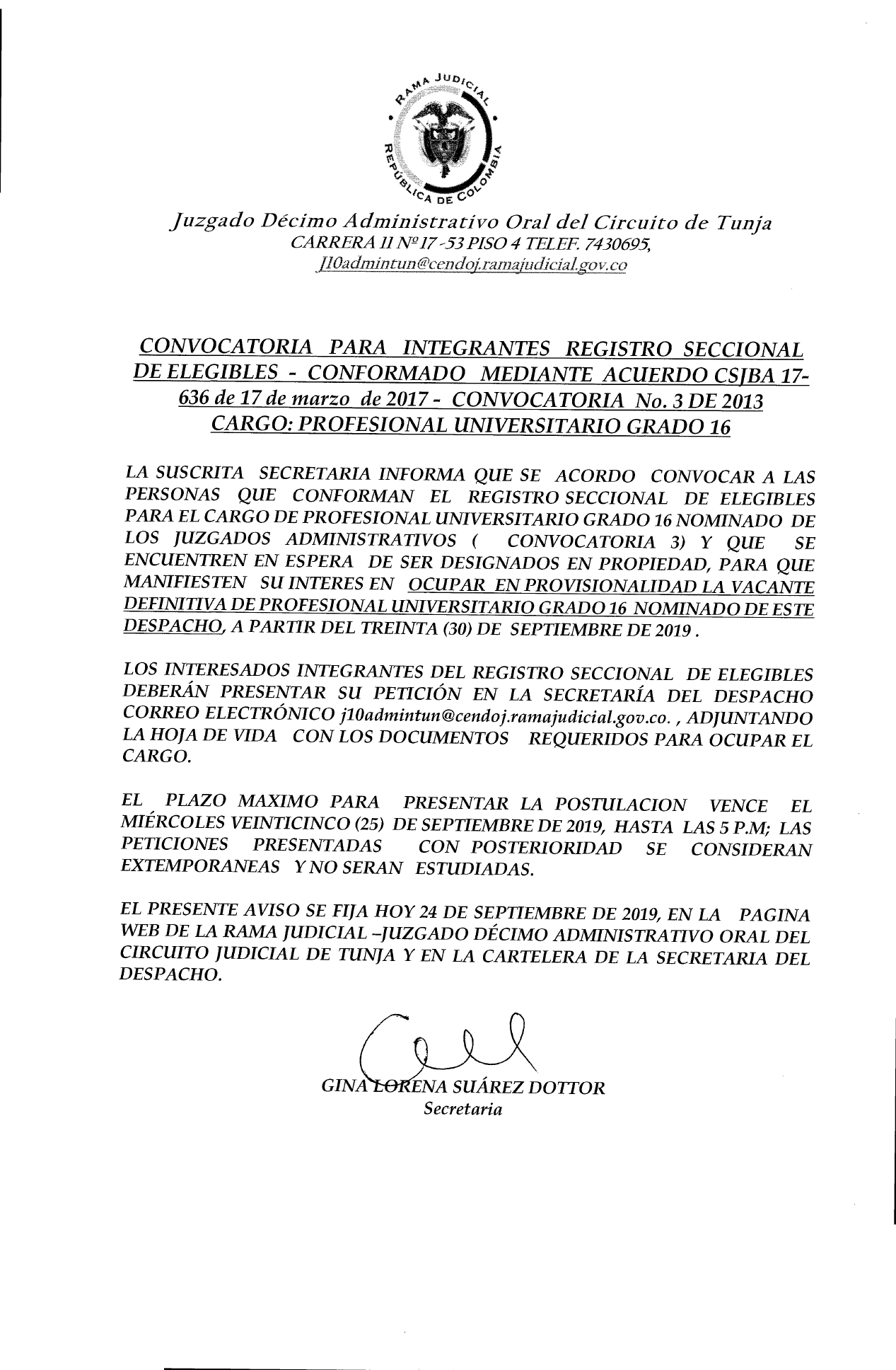 2019 - JUZGADO 010 ADMINISTRATIVO DE TUNJA 2019 - JUZGADO 010 ADMINISTRATIVO DE TUNJA
