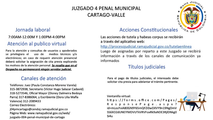2020 - JUZGADO 004 PENAL MUNICIPAL DE CARTAGO 2020 - JUZGADO 004 PENAL MUNICIPAL DE CARTAGO
